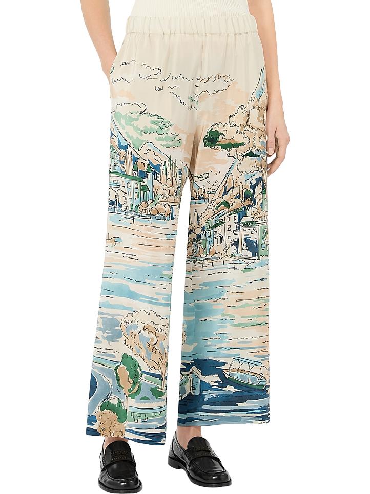 MAX MARA Weekend Max Mara Printed Silk Ankle Trousers
